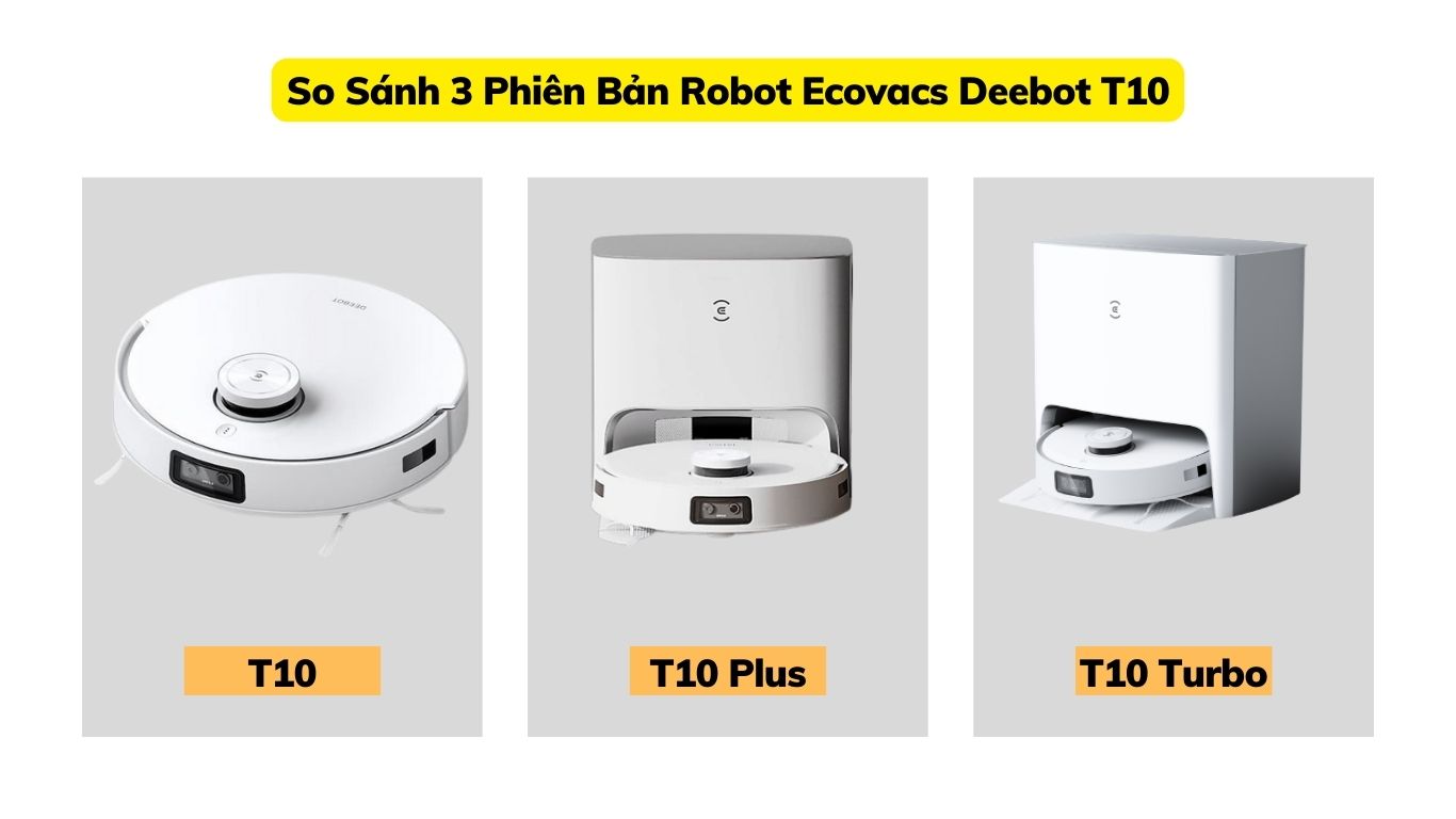 So sánh Robot Ecovacs Deebot T10, T10 Plus và T10 Turbo