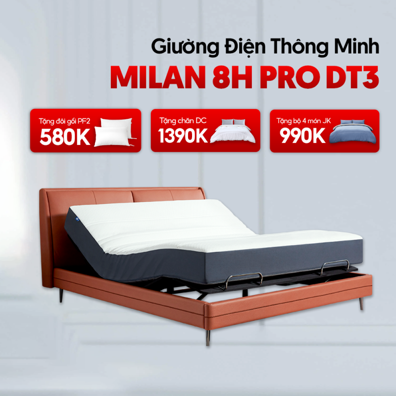Giường Điện Milan Pro 8H DT3 (Gồm Đệm Massage 5D)
