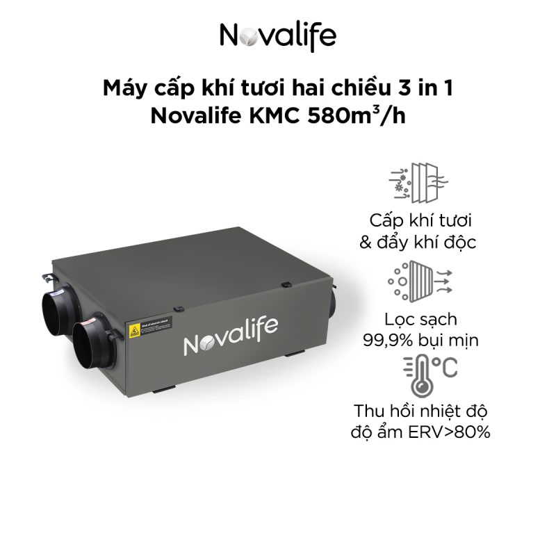 Máy cấp khí tươi hai chiều 3 in 1 Novalife KMC 580m³/h - Âm trần, Hiệu ...